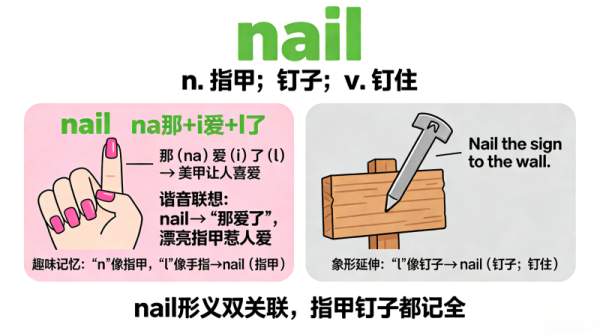 nail是什么意思|nail的用法|nail的单词速记|nail怎么读|nail的考法|nail的中文释义|nail的例句|nail的音标 ...