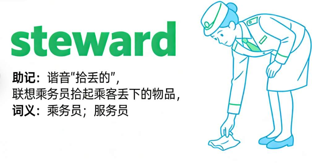 steward是什么意思|steward的用法|steward的单词速记|steward怎么读|steward的考法|steward的中文释义 ...